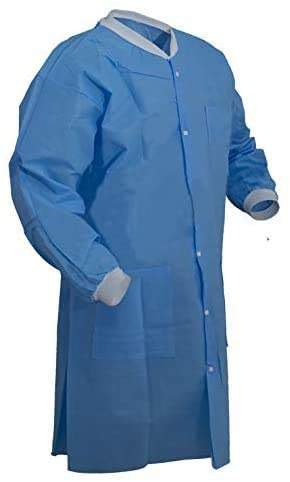 Blue Disposable Lab Coats - 3 Pockets Knee Length (Case of 50)